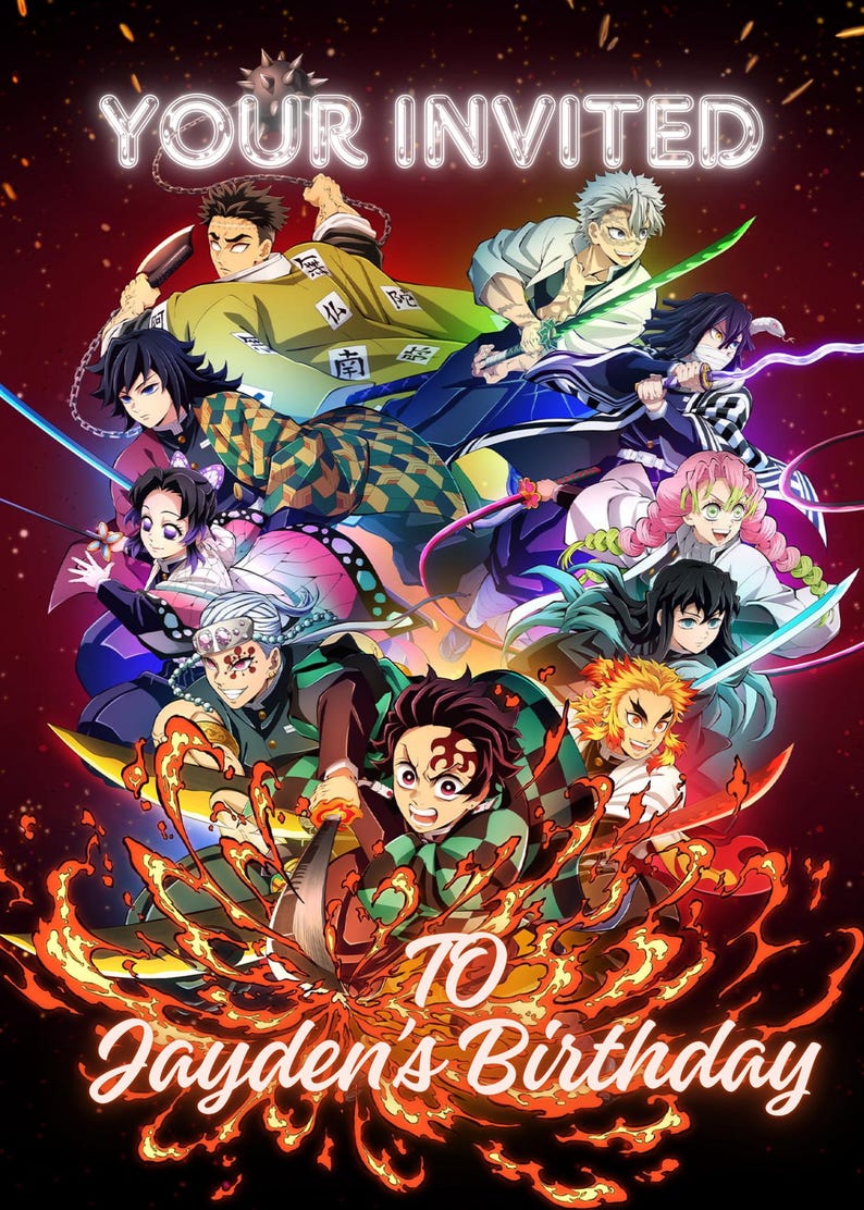 Animated Demon Slayer Invitation | Editable Digital Video Invite for ...