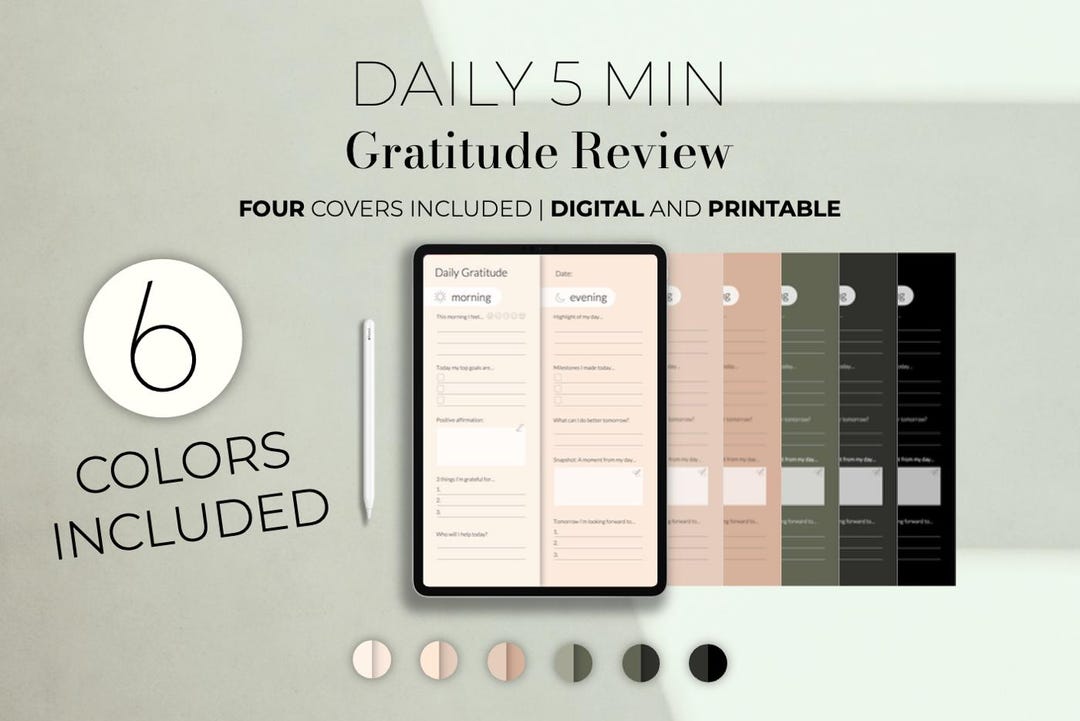 5-minute Gratitude Journal | Daily Reflection Template (digital PDF) - Etsy