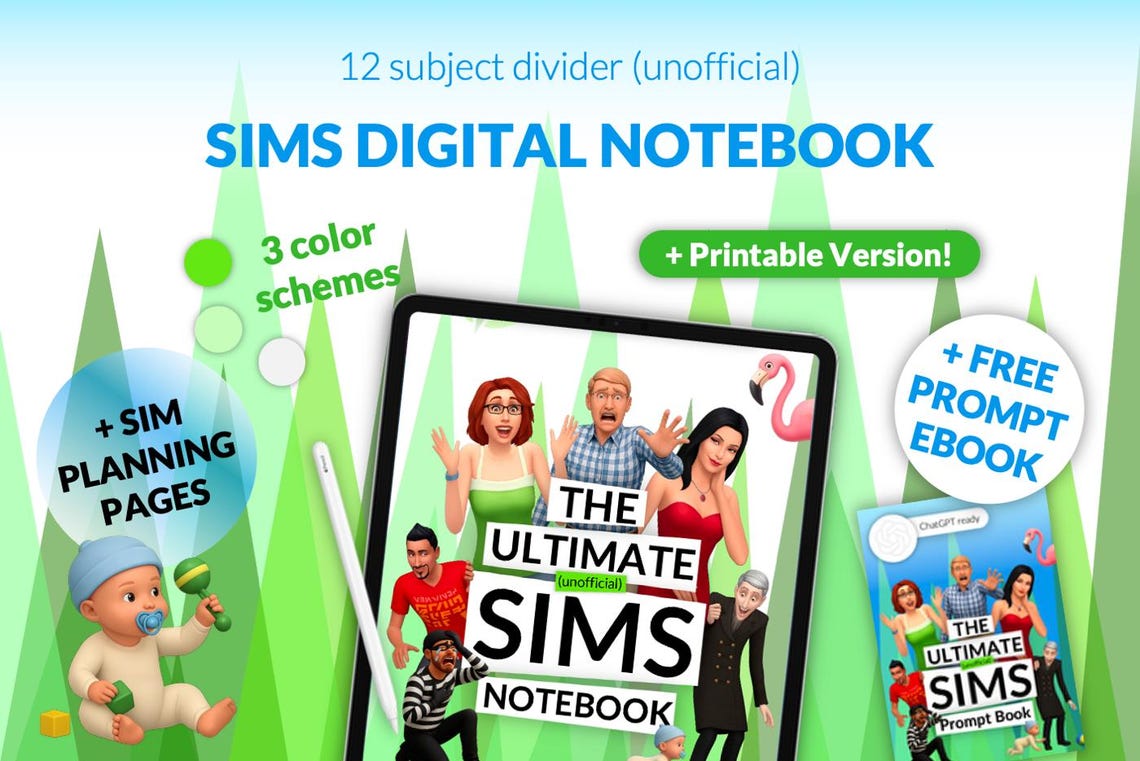 Sims Digital Notebook, Sim Planner Pages, 48 Templates (digital ...
