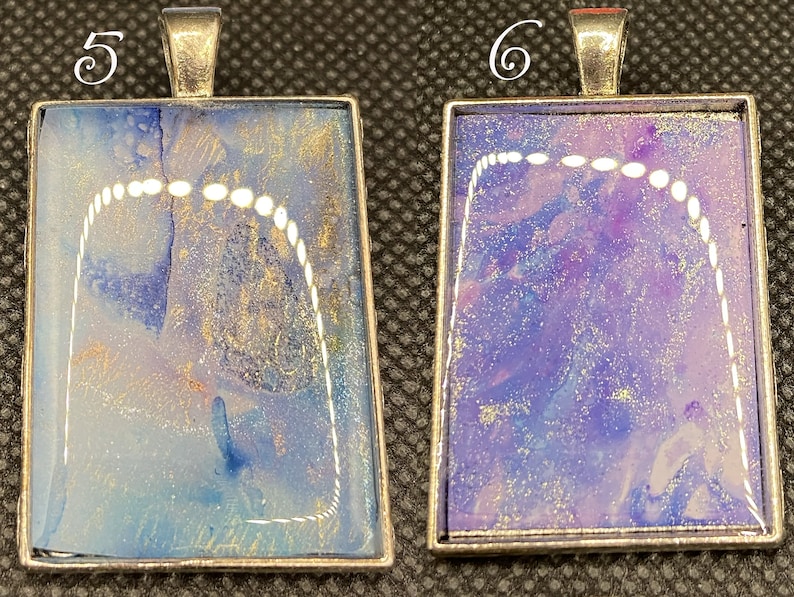 Alcohol Ink Pearlescent Iridescent Shimmer Rectangular Pendants Various ...