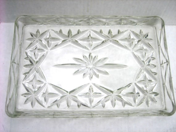 Vintage Flat Rectangular Cut Crystal Decorative Serving Tray by ...