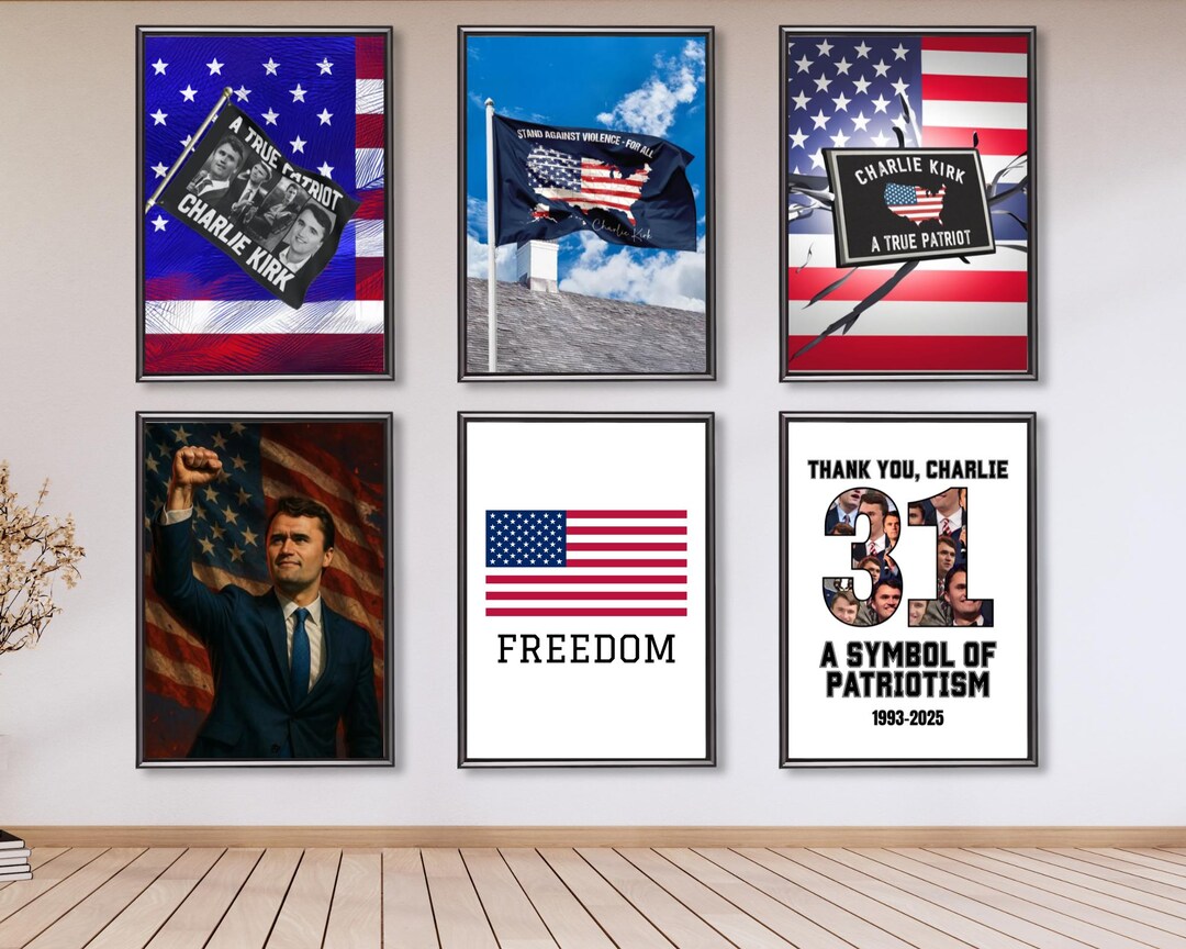 Charlie Kirk FREEDOM Poster Set of 6 | Patriotic Wall Art ...