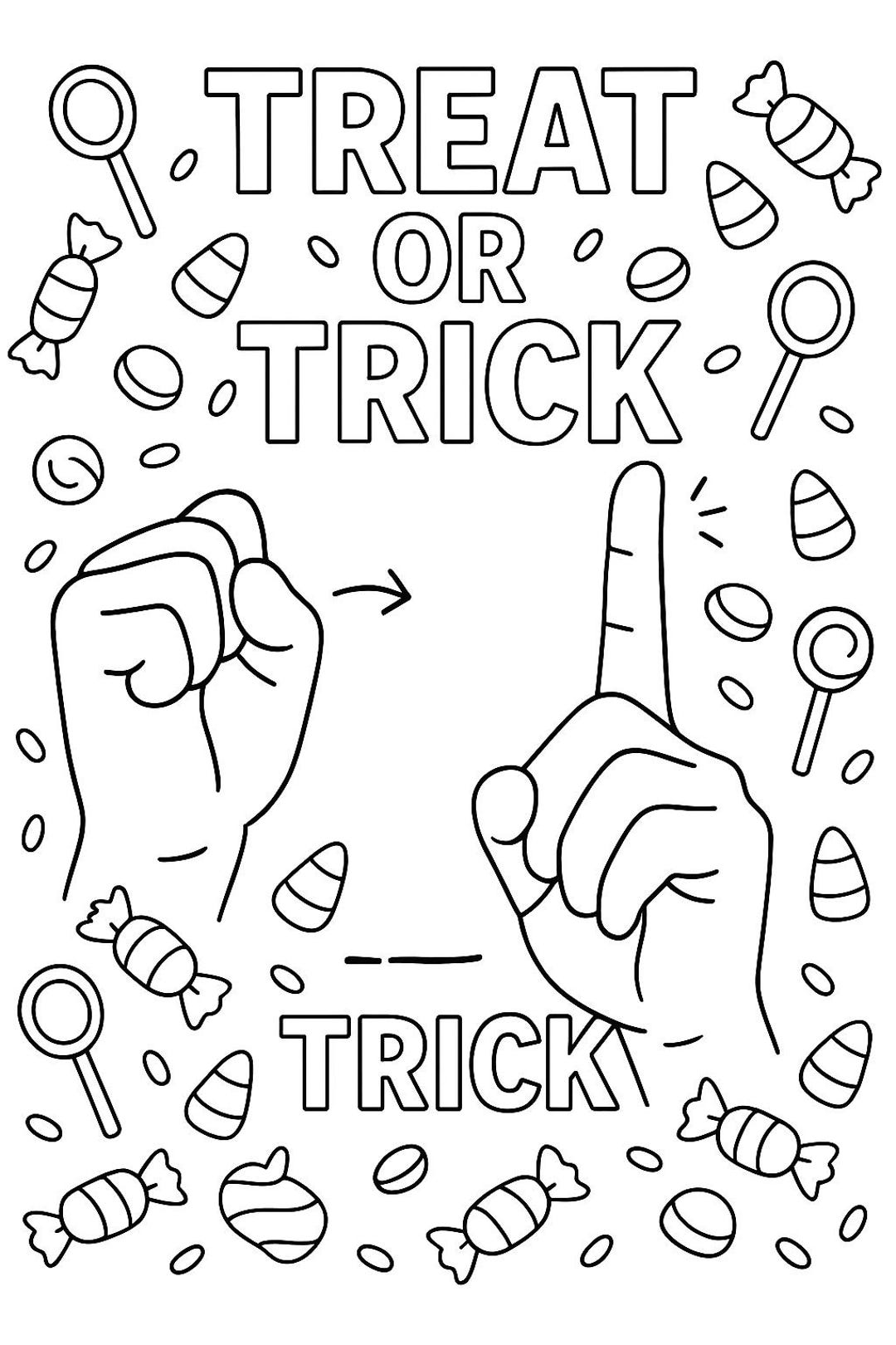 ASL Halloween Coloring Page | Trick or Treat Sign Language Printable ...