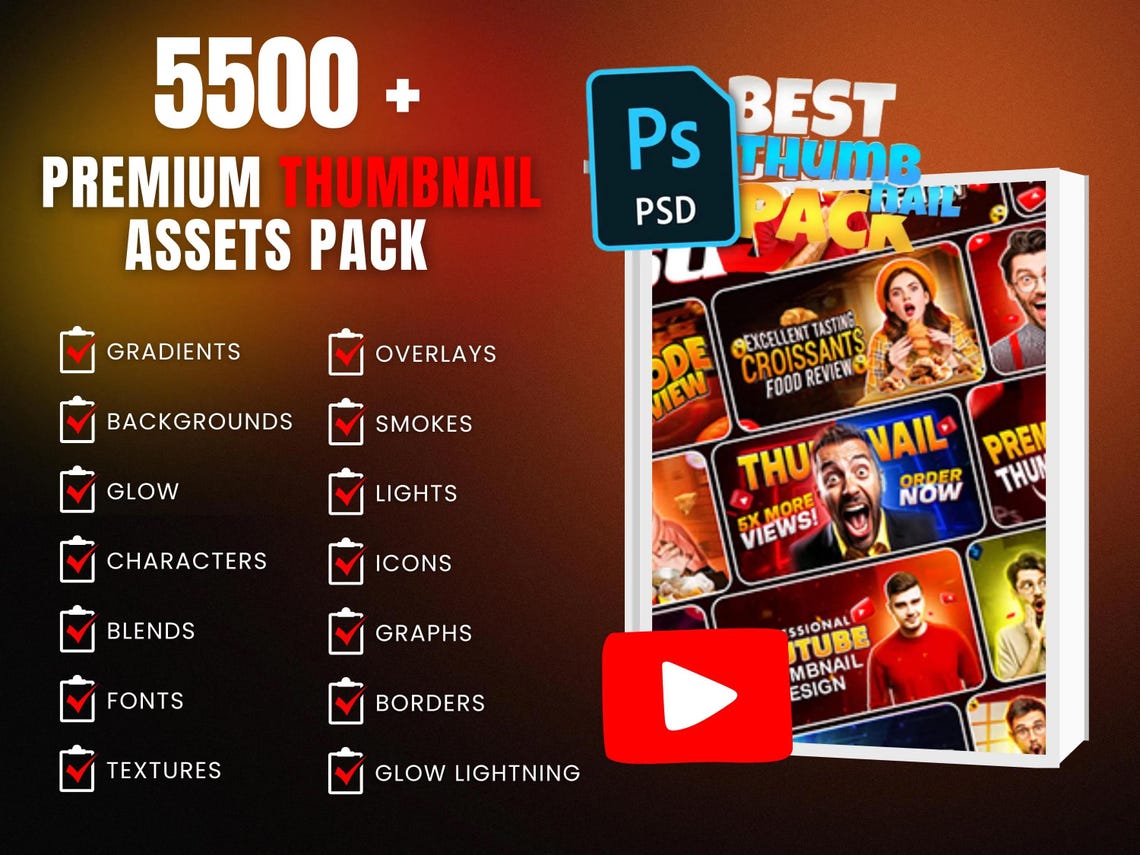5500+ Youtube Thumbnail Assets Pack – PNG, JPG & PSD Files Digital ...