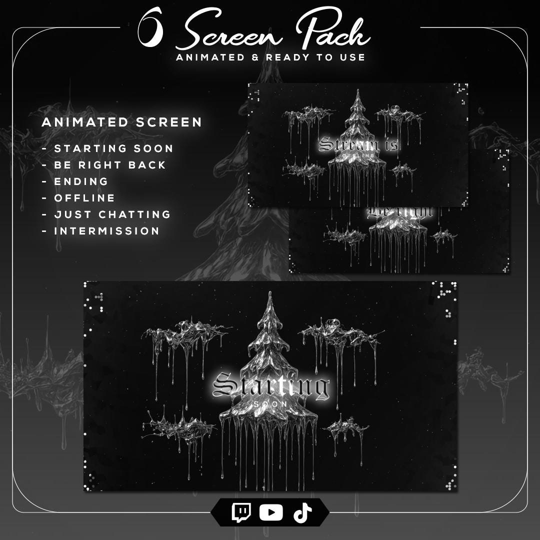 Animated Green Gothic Christmas Screens | Dark Liquid Chrome Twitch ...