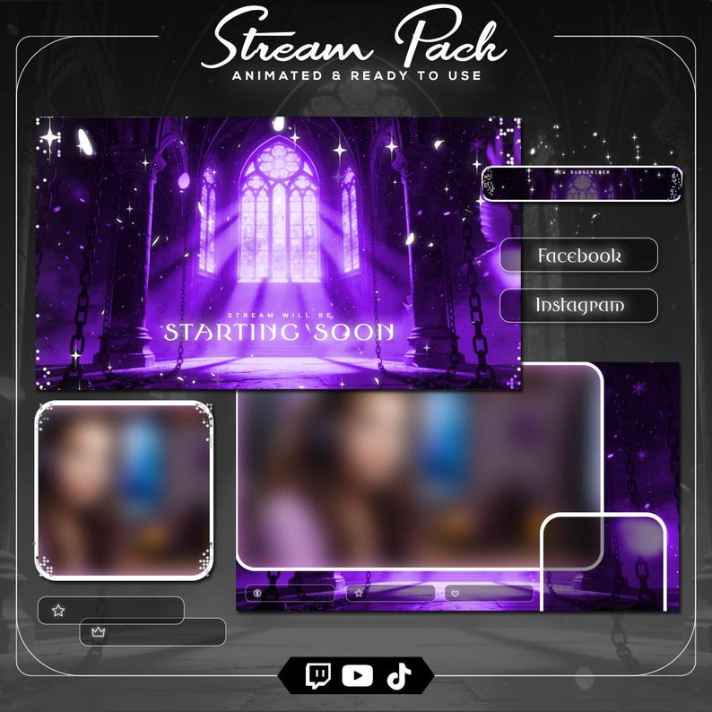 Purple Cathedral Stream Overlay Bundle | Vampire Goth Twitch Pack ...