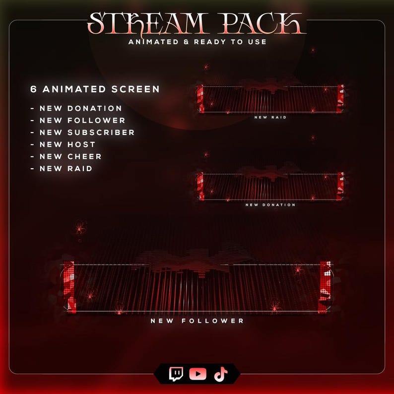 Gothic Bat Twitch Overlay Bundle | Vampire Dark Fantasy Stream Pack ...
