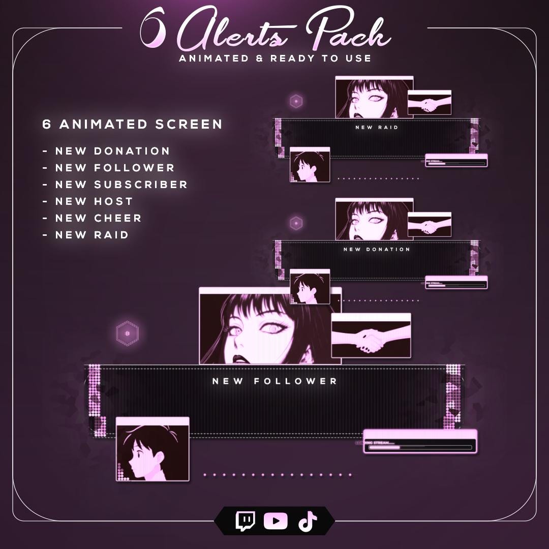 Tokyo Cyberpunk Anime Stream Alerts: Animated Neon Pack for Twitch ...