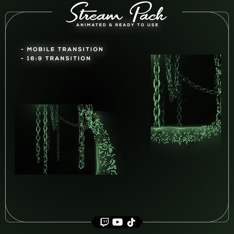 Green Gothic Stream Overlay Pack | Animated Twitch Overlay | Dark Chain ...