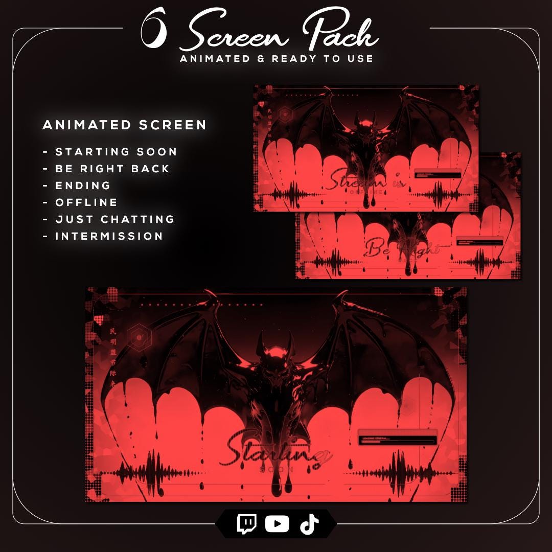 Dark Red Stream Screens Pack | 6 Gothic Horror Twitch Screens ...