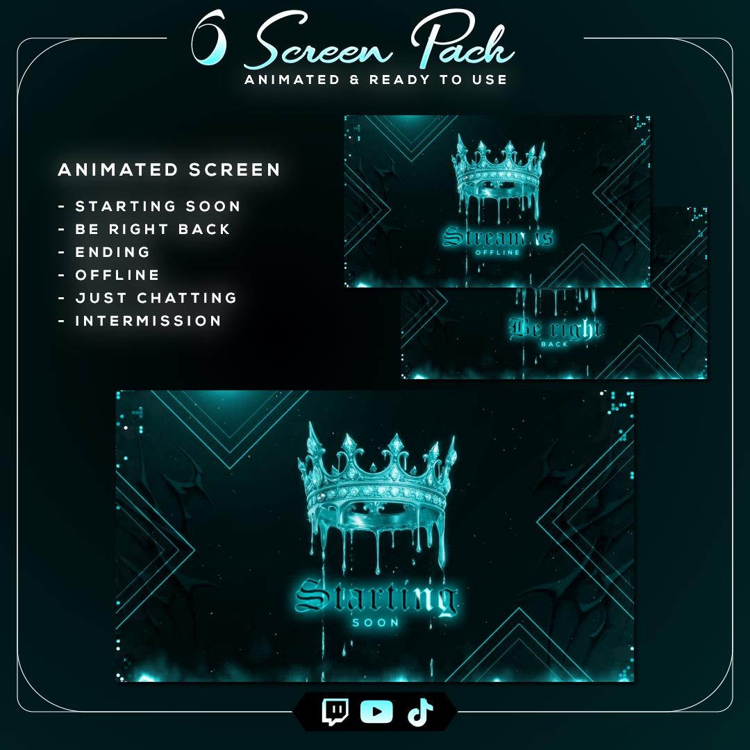 Ice Blue Stream Screens Pack | 6 Twitch Screens | Frost Crown Starting ...
