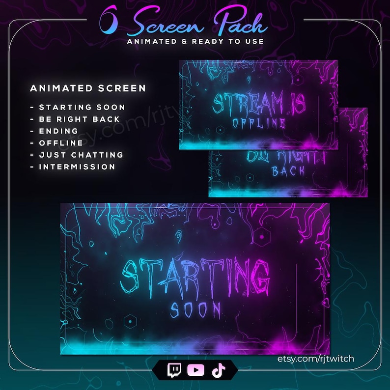 Neon Cyberpunk Stream Overlay Bundle | Dark Sci-fi Twitch Pack ...