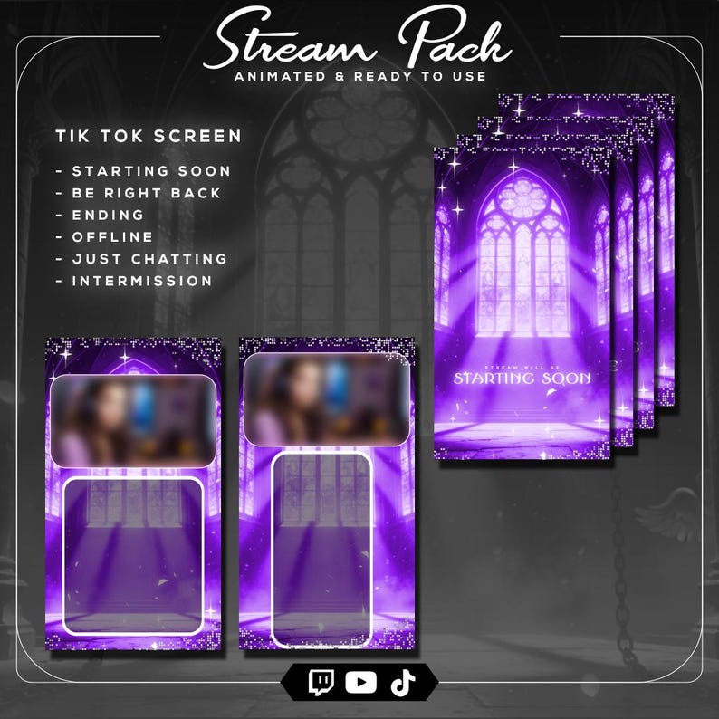 Purple Cathedral Stream Overlay Bundle | Vampire Goth Twitch Pack ...