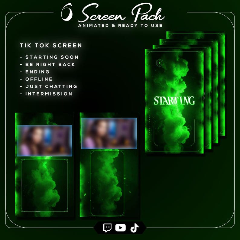Animated Cyber Smoke Stream Screens | Tiktok, Youtube Shorts Overlay (9 ...