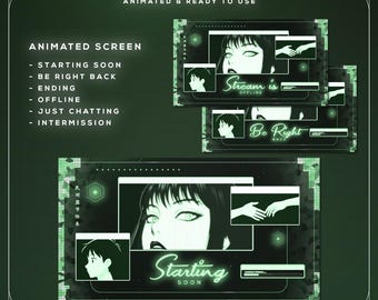 Green Animated Stream Screens 6-pack – Twitch, OBS, Streamlabs (digital ...