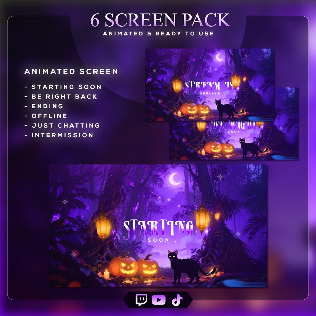 Halloween Twitch Overlay – Spooky Pumpkin Forest Animated Stream ...
