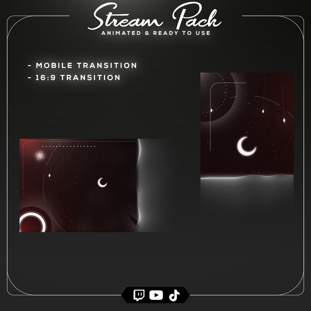 2 Stream Transition Screens | Mobile & 16:9 Moon Celestial Animated ...
