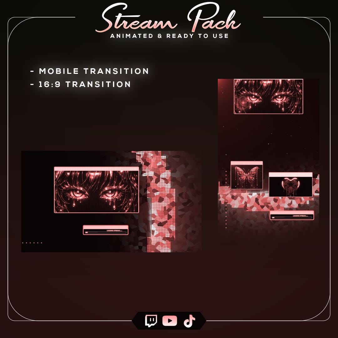2 Animated Stream Transitions | Mobile & 16:9 Scene Transition | Red ...