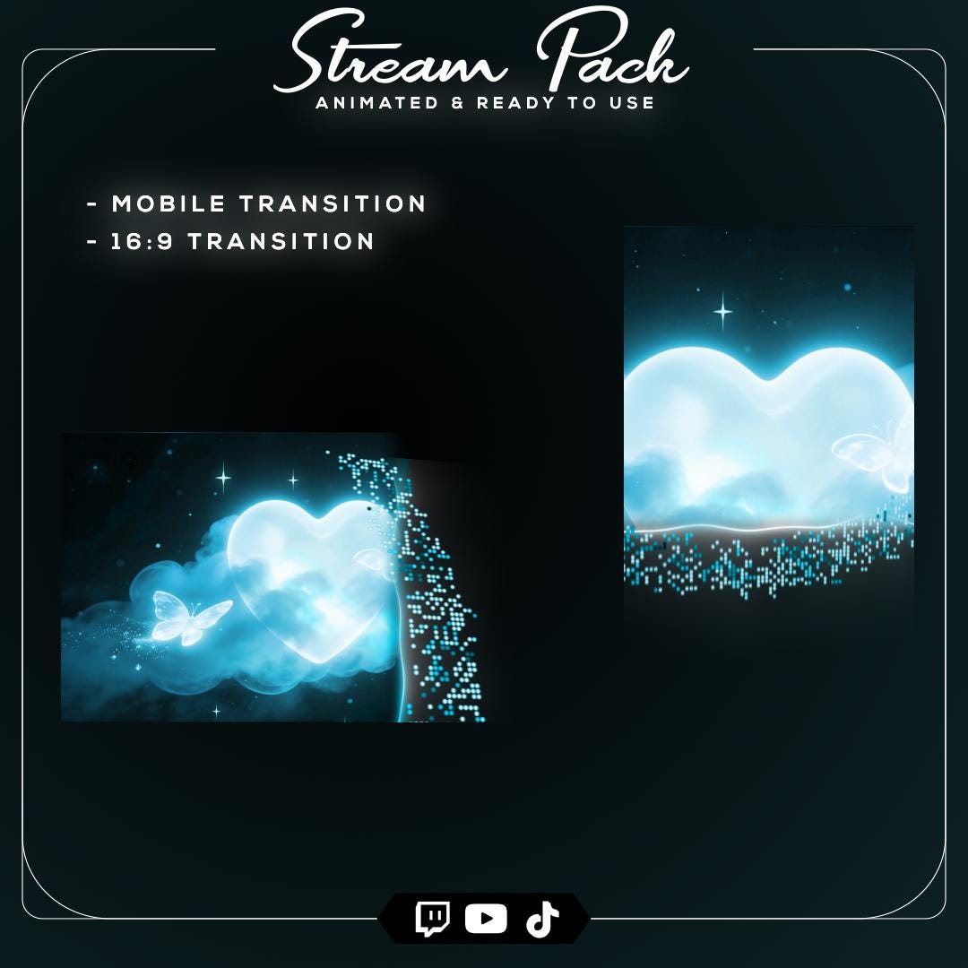 Blue Heart Stream Transitions | 2 Animated OBS Transitions | Cool Blue ...