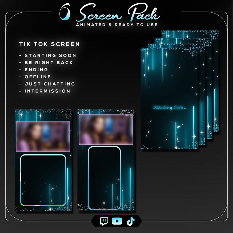 6 Animated Mobile Stream Screens | Tiktok & Youtube Shorts Overlay ...