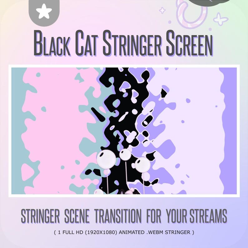 Animated Cat Stinger Transition | Kawaii Balloon Kitty Overlay, Pastel ...
