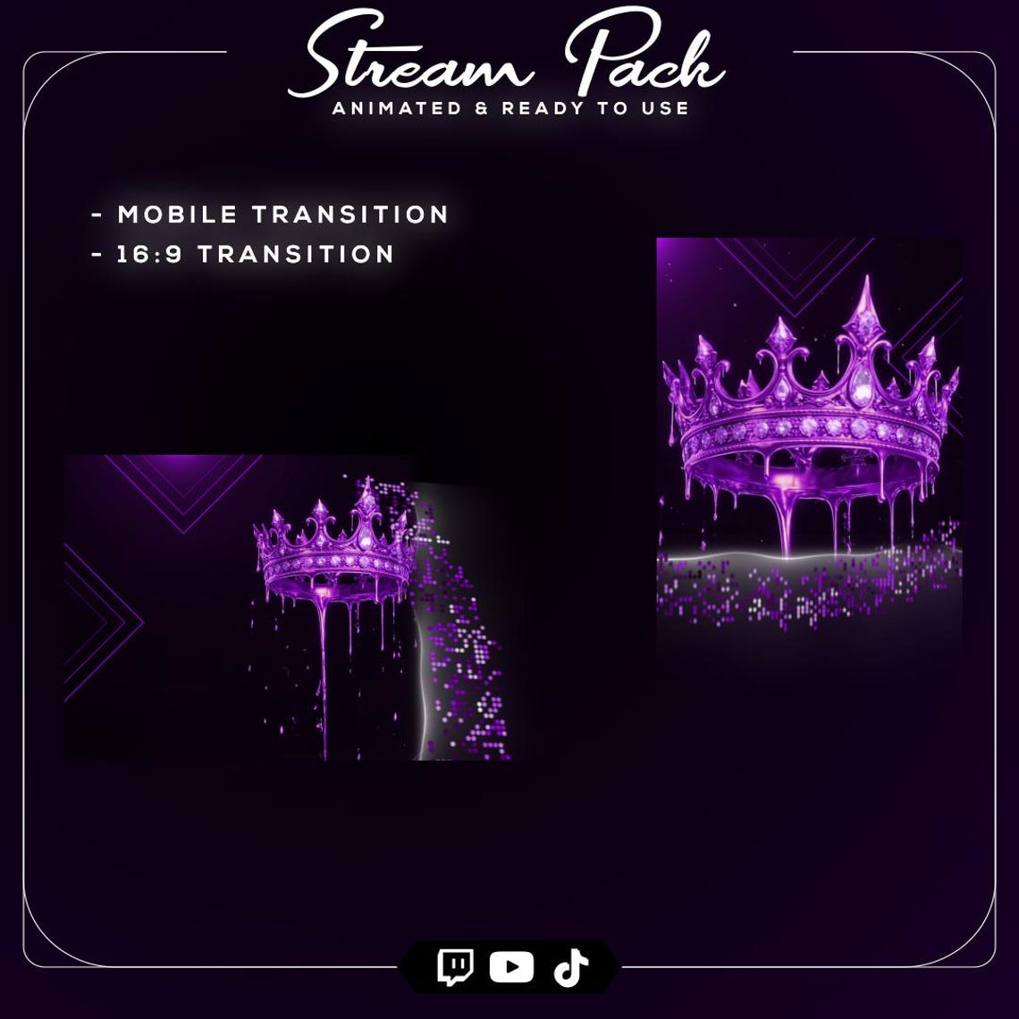 Purple Royal Stream Overlay Pack | Crown Twitch Overlay | Animated OBS ...