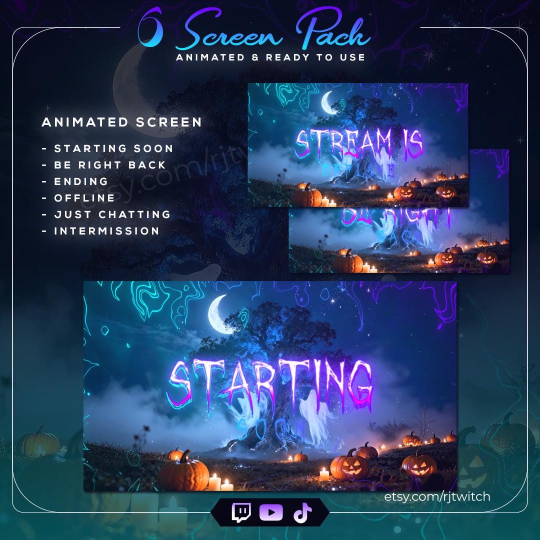 Haunted Ghost Animated Screens Pack | Spooky Halloween Twitch Overlays ...