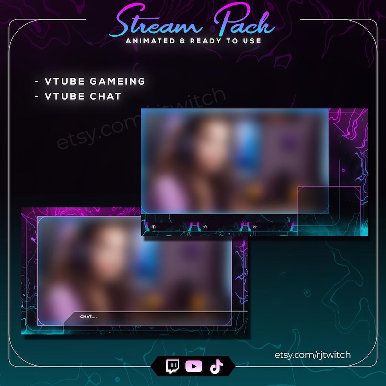 Animated Cyberpunk Neon Stream Pack | Twitch & OBS Overlay Kit With ...