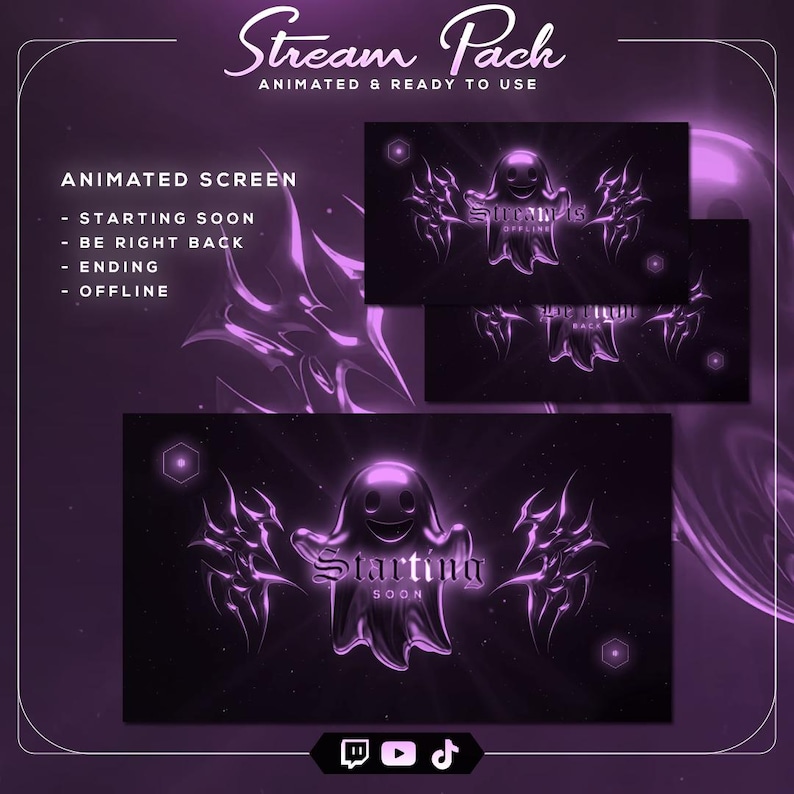 Pink Halloween Gothic Ghost Animated Stream Overlay Pack | Screens ...