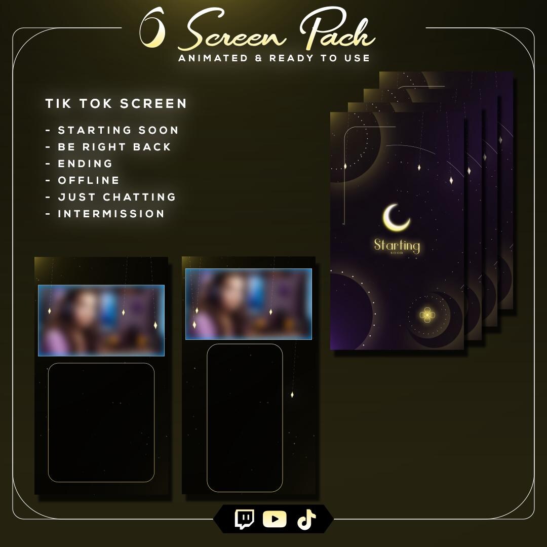 Mobile Stream Screens Tiktok Live Vertical Golden Moon Celestial ...