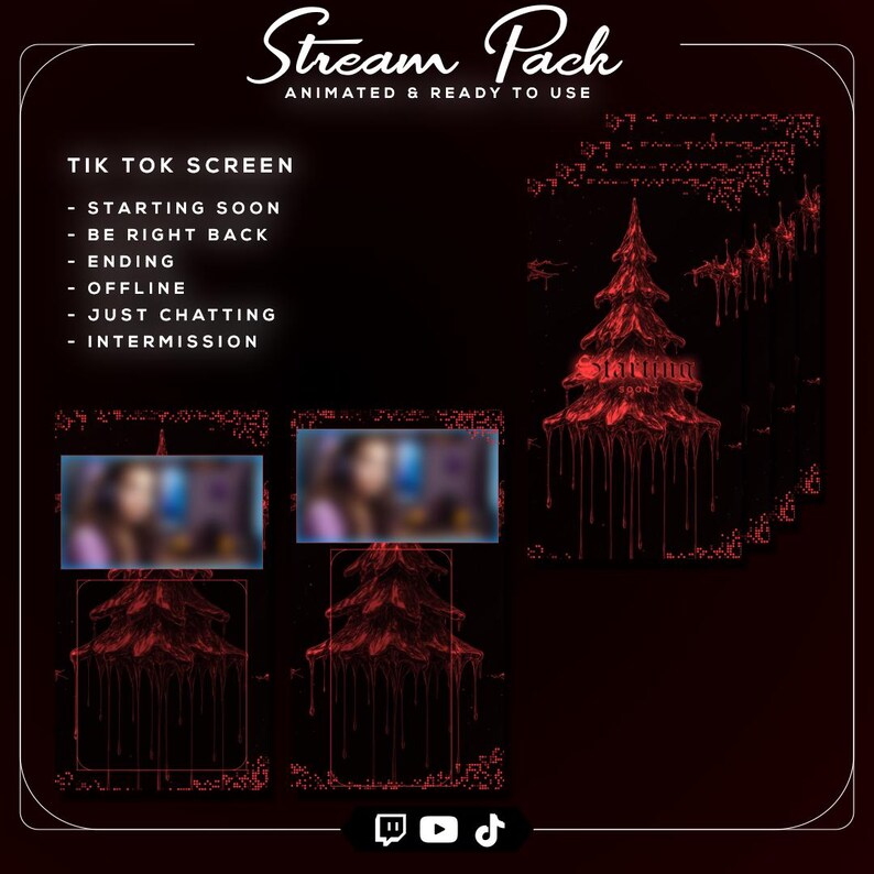 Animated Red Gothic Christmas Twitch Overlay | Bleeding Liquid Xmas ...