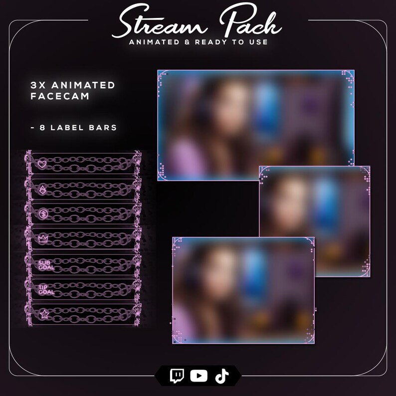 Purple Gothic Stream Overlay Pack | Animated Twitch Overlay | Dark Pink ...
