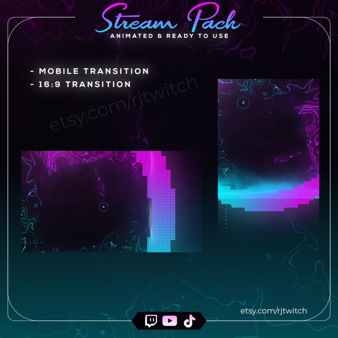 Animated Cyberpunk Neon Stream Pack | Twitch & OBS Overlay Kit With ...