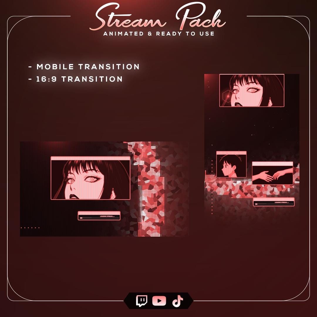 Animated Stinger Transition Pack | Red Anime Glitch | Horizontal & 9:16 ...