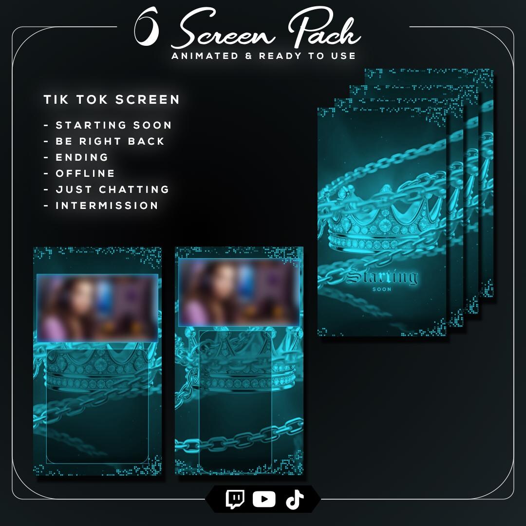 Icy Crown Chains Mobile Stream Screen Pack: Tiktok, Twitch Vertical ...