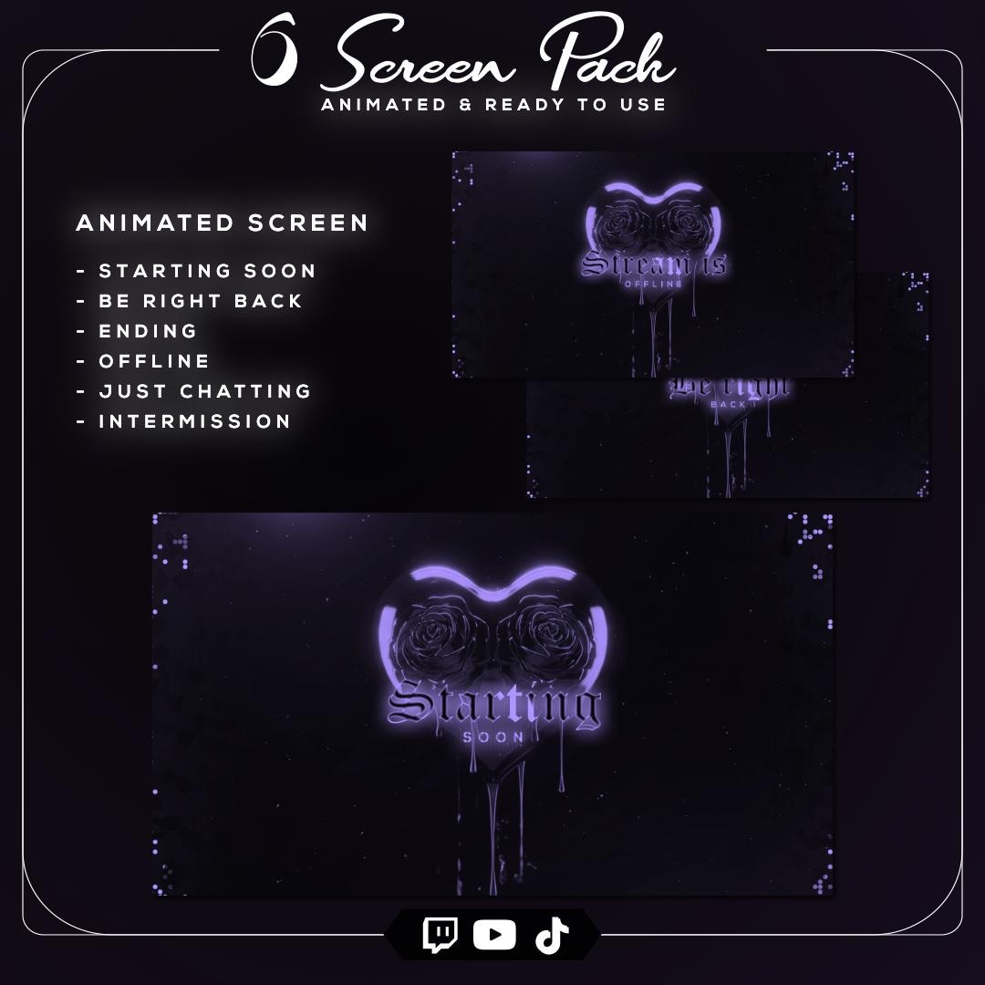 Animated Purple Liquid Stream Screens | Goth Heart Rose Twitch ...
