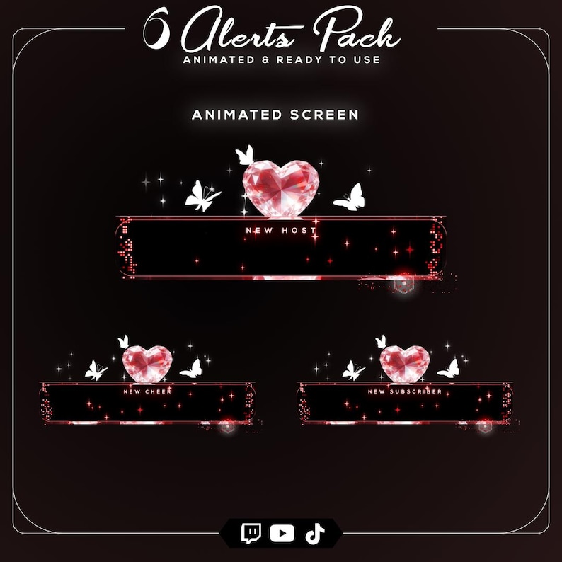 Dark Red Luxury Stream Alerts | 6 Animated Shiny Crimson Twitch ...