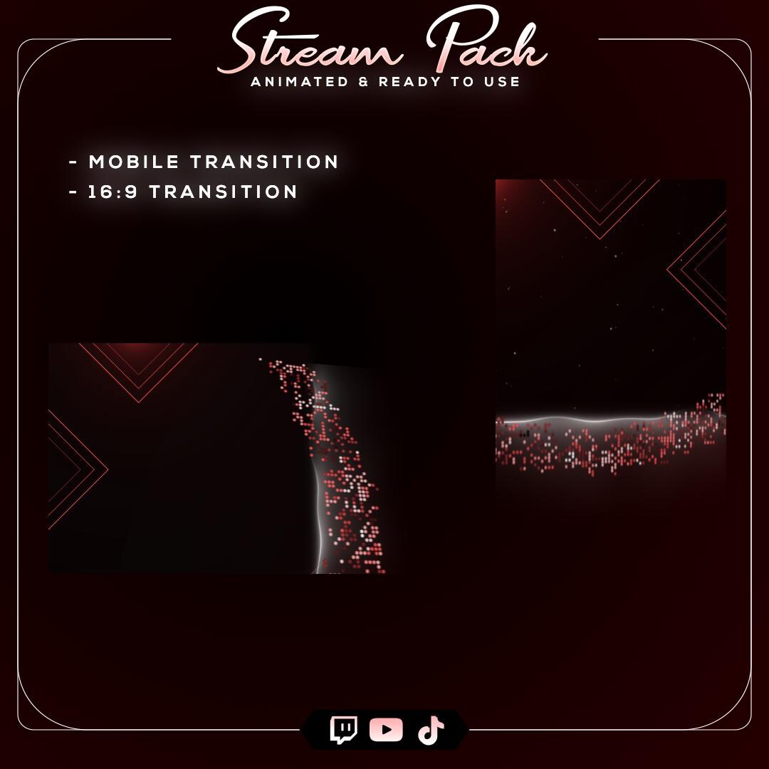 Red Animated Stream Transitions | 2 Scene Transitions | Mobile & 16:9 ...