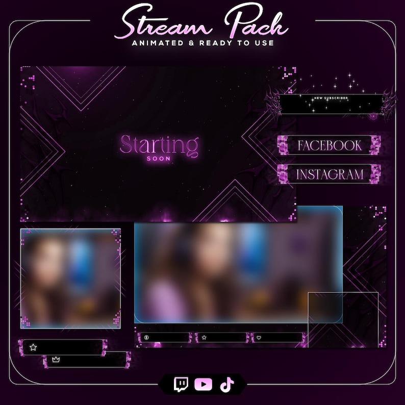Dark Gamer Stream Overlay Bundle | Professional Twitch Pack | Animated ...