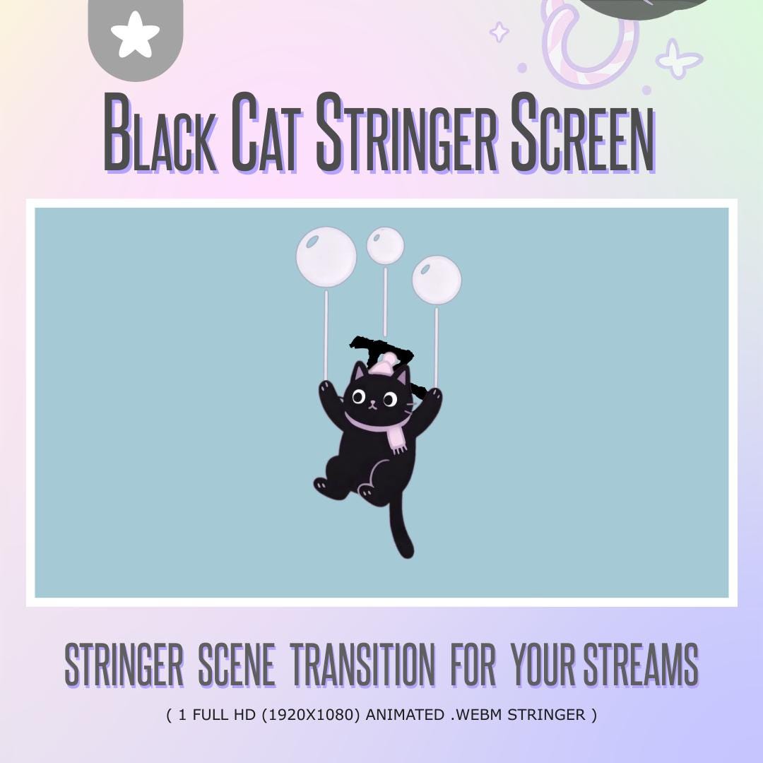 Animated Cat Stinger Transition | Kawaii Balloon Kitty Overlay, Pastel ...