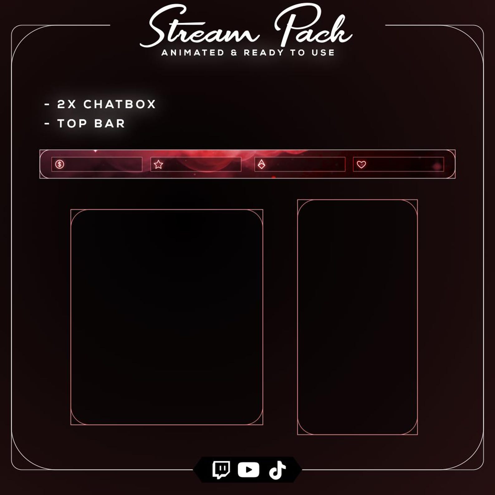 Red Heart Stream Overlay Pack | Animated Twitch Overlay | Romantic Neon ...