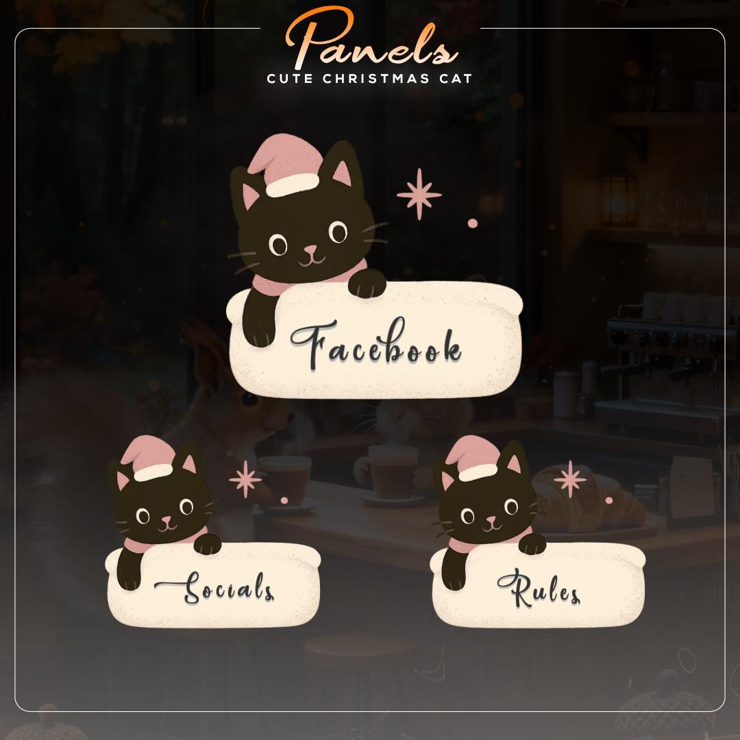 Cute Black Cat Twitch Panels | Christmas Mystic Cute Cat ・ Black and ...