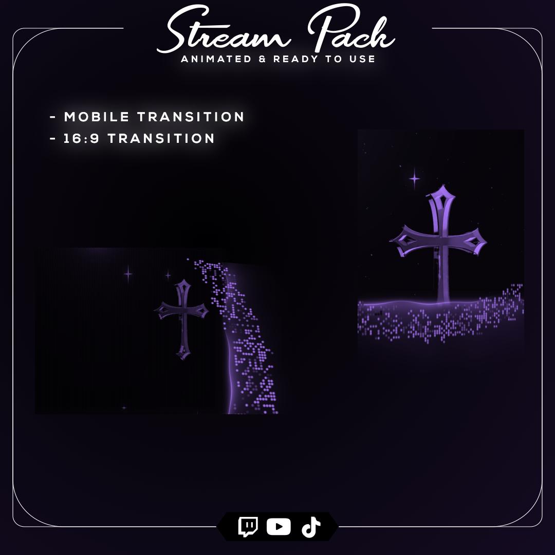 Purple Gothic Cross Stream Overlay Bundle | Dark Fantasy Twitch Pack ...