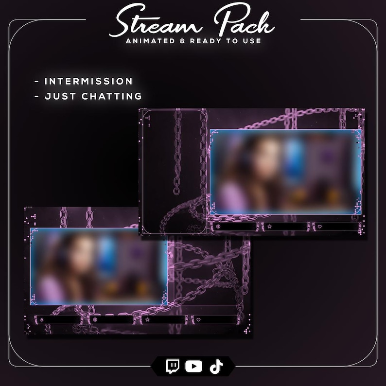 Complete Stream Overlay Animated Pink Crown Chains Full Package OBS ...