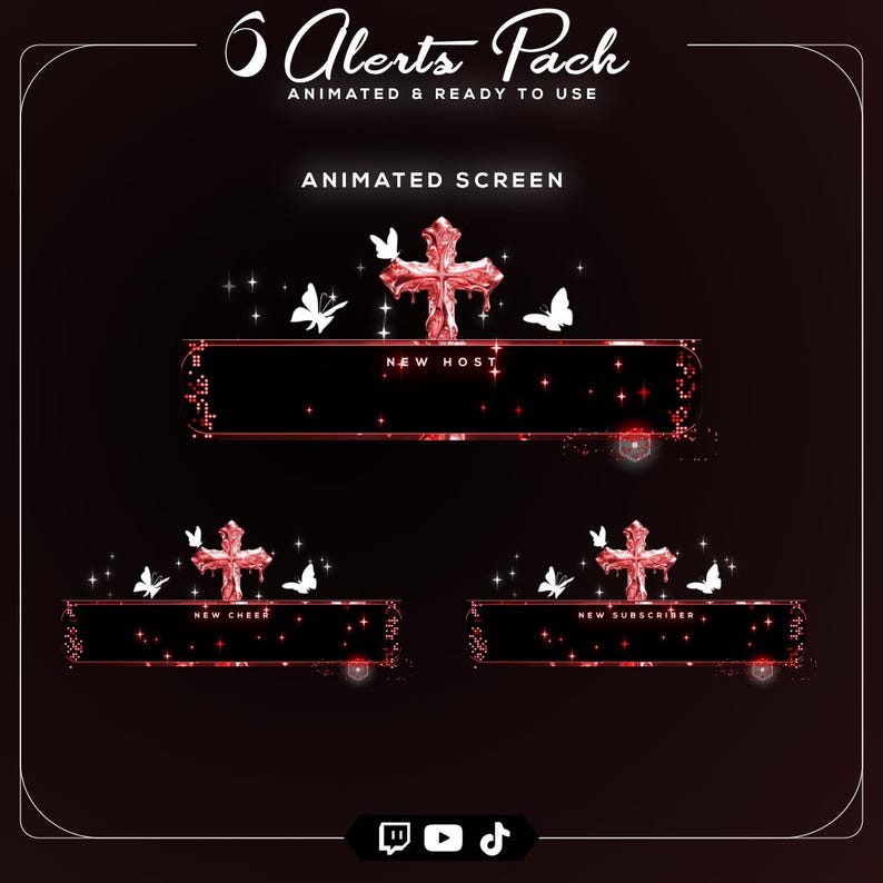 Red Gothic Stream Overlay Pack | Dark Angel Cross Animated Twitch ...