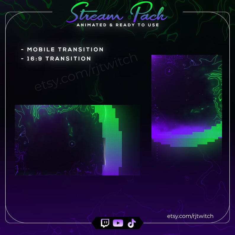 Animated Purple Twitch Overlay Package | Neon Motion Stream Screens ...
