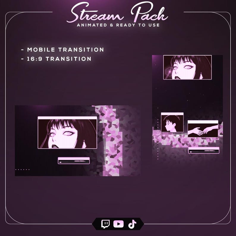 Animated Stream Overlay Package, Holographic Cyberpunk Twitch Graphics ...