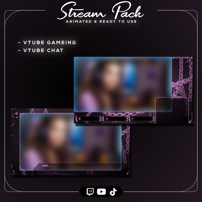 Complete Stream Overlay Animated Pink Crown Chains Full Package OBS ...