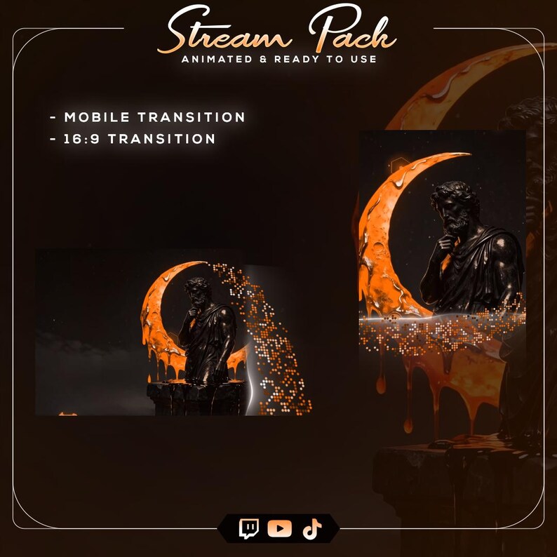 Animated Twitch Overlay Package Orange Goth | Full Stream Pack Dark ...