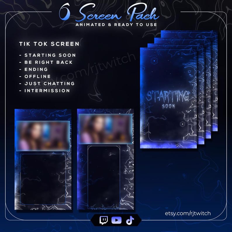 Animated Vertical Stream Screens | Neon Mobile Starting Soon, BRB | for Tiktok, IG, Youtube ...